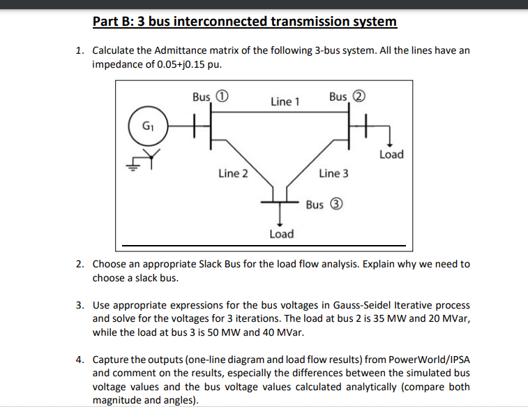 Solved Part B: 3 bus interconnected transmission system 1. | Chegg.com