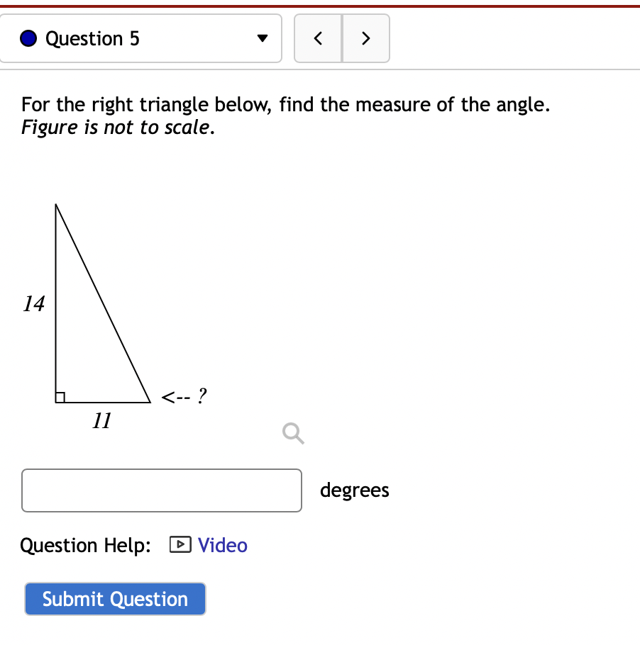 Solved For the right triangle below, find the measure of the | Chegg.com