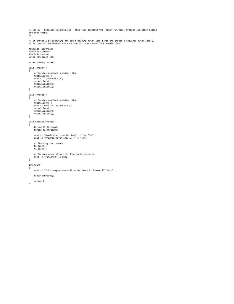 Solved 1. This lab will invoke research concerning threading | Chegg.com