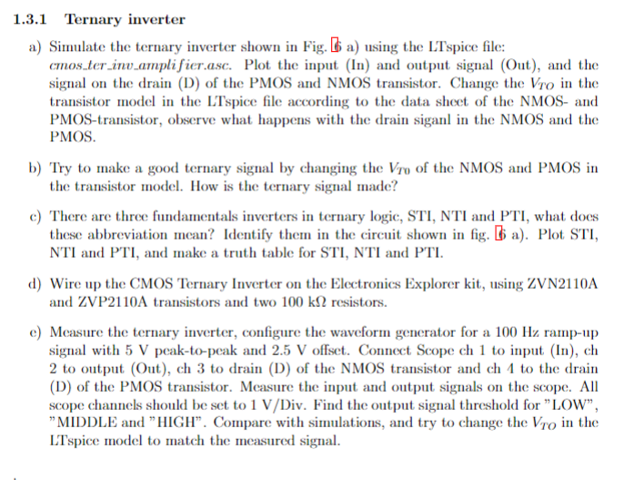1.3 CMOS inverter An inverter circuit outputs a | Chegg.com