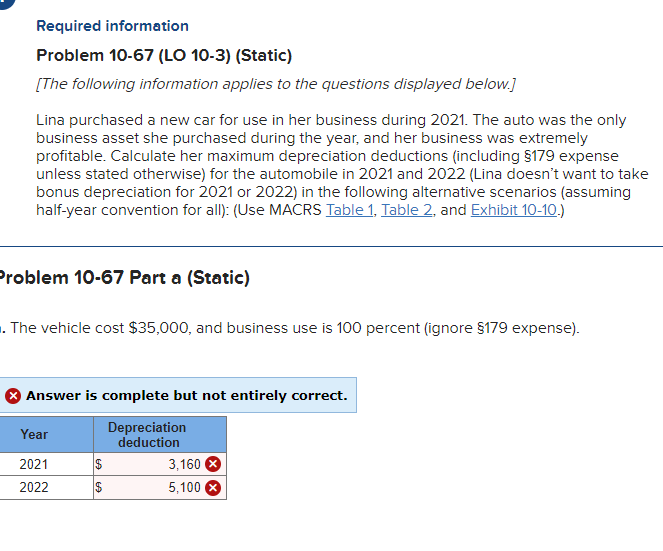 Solved Required information Problem 10-67 (LO 10-3) (Static) | Chegg.com Solved Required information Problem 10-67 (LO 10-3) (Static) | Chegg.com