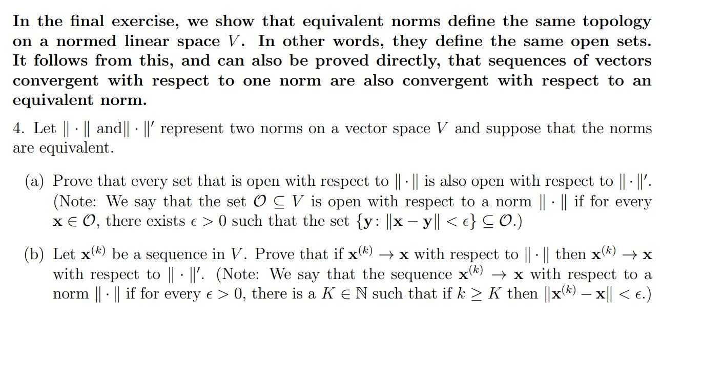 Solved In the final exercise, we show that equivalent norms | Chegg.com
