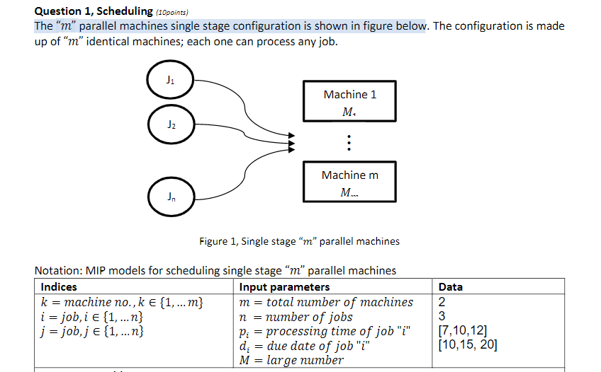 Question 1, Scheduling (10points) The "m” parallel | Chegg.com