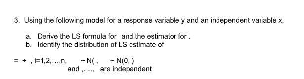 3. Using the following model for a response variable | Chegg.com