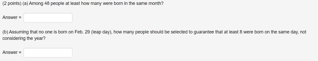 Solved (2 points) (a) Among 48 people at least how many were | Chegg.com