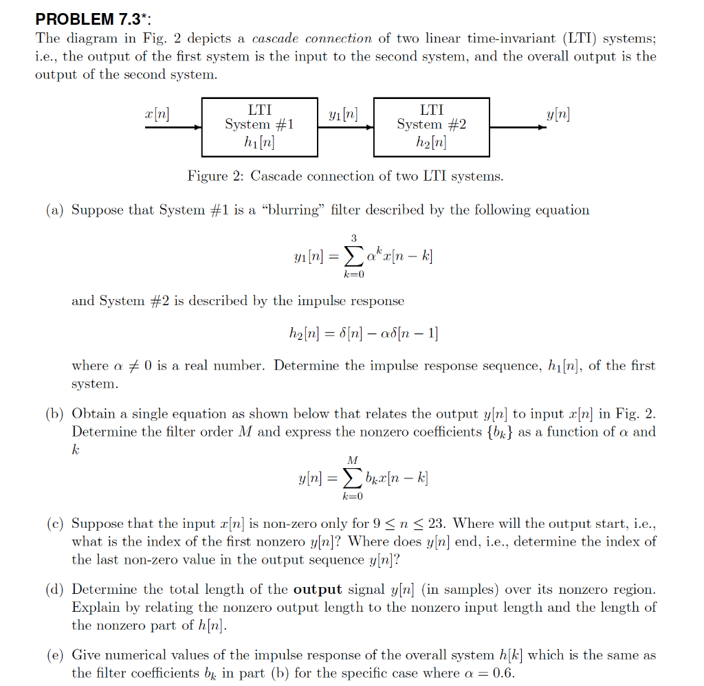 Solved PROBLEM 7.3*: The diagram in Fig. 2 depicts a cascade | Chegg.com