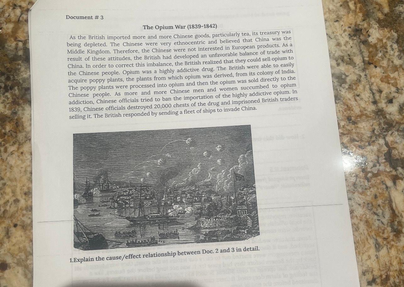Document #3 The Opium War (1839-1842) As the British | Chegg.com