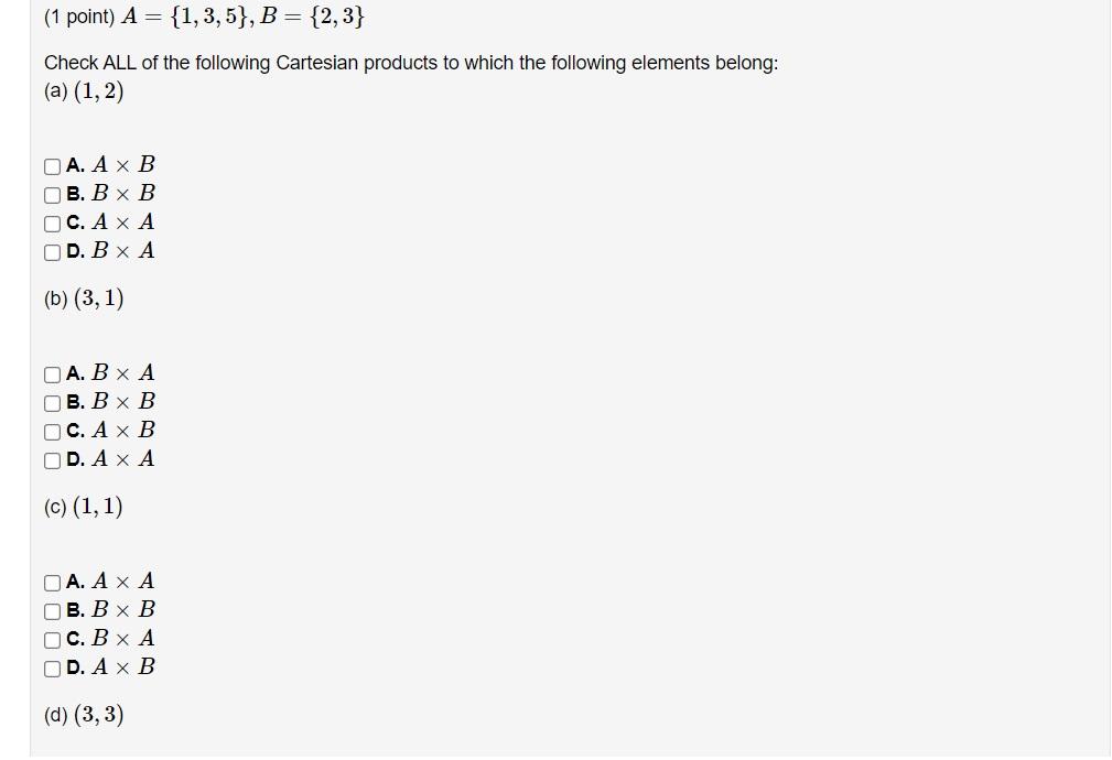 Solved (1 point) Let A={x∈N:1≤x