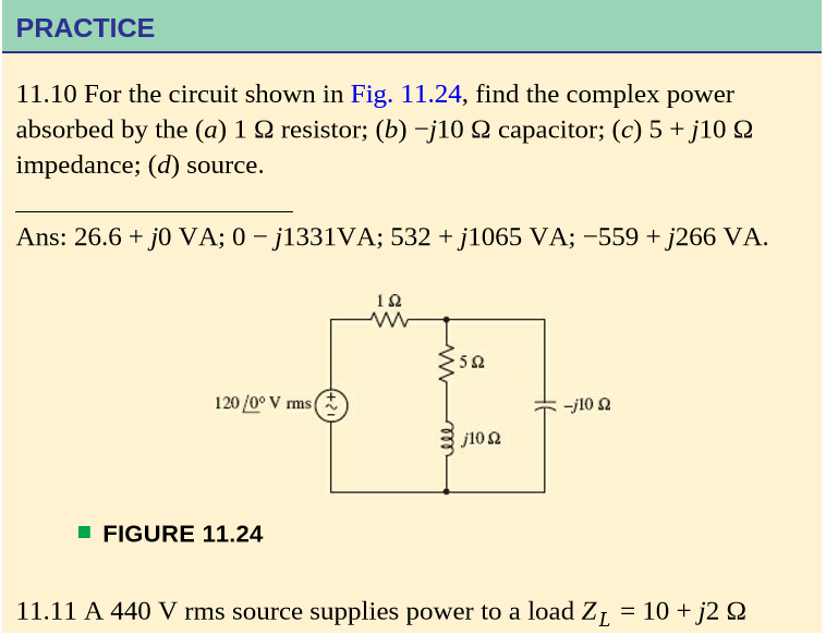 Solved PRACTICE 11.10 For the circuit shown in Fig. 11.24, | Chegg.com