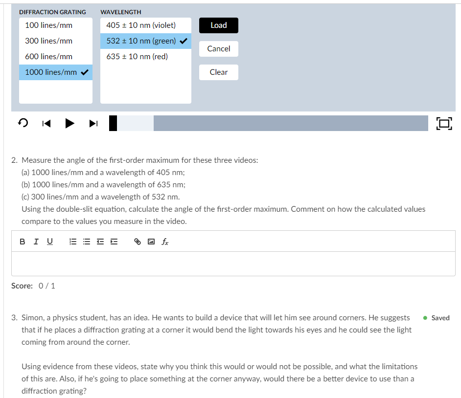 Solved Load DIFFRACTION GRATING 100 lines/mm 300 lines/mm | Chegg.com