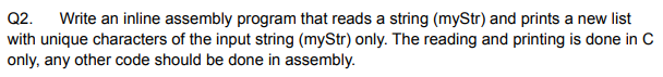 Solved Q2 Write An Inline Assembly Program That Reads A 6197