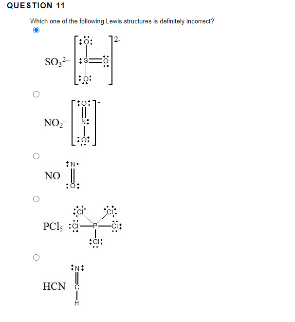 Solved Which one of the following Lewis structures is | Chegg.com