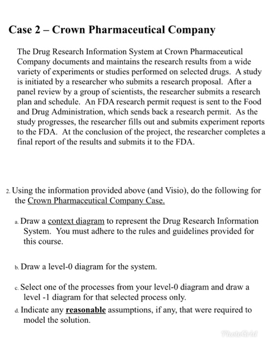 Solved Case 2 - Crown Pharmaceutical Company The Drug | Chegg.com