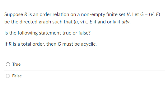 Solved Suppose R is an order relation on a non-empty finite | Chegg.com