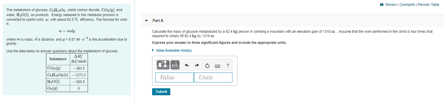 Solved M Review Constants Periodic Table The metabolism of | Chegg.com