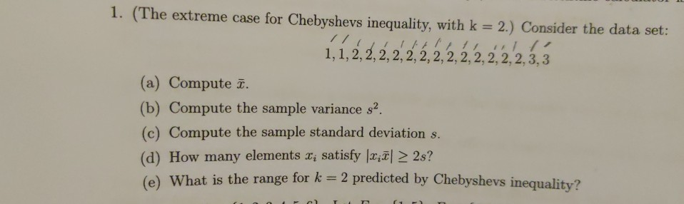 Solved 1. (The extreme case for Chebyshevs inequality, with | Chegg.com