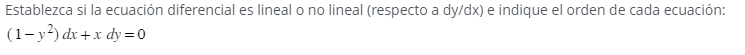 Solved Establezca si la ecuación diferencial es lineal o no | Chegg.com