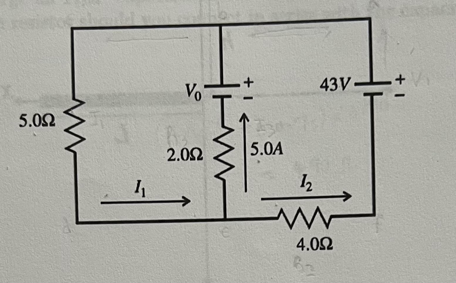 Solved Find the value of current I1 ﻿and I2 ﻿and voltage V0 | Chegg.com