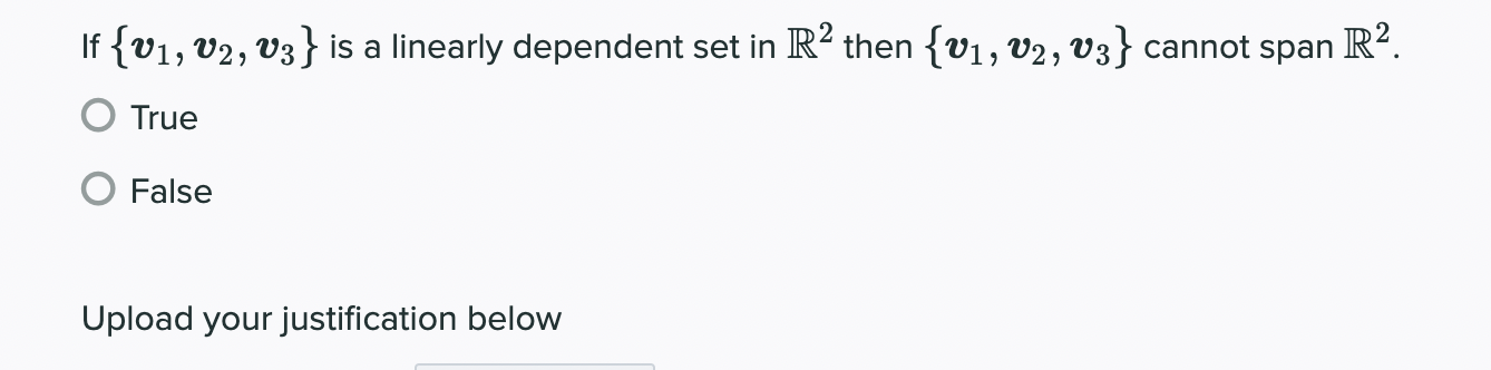 Solved If {V1, V2, V3 } is a linearly dependent set in Rể | Chegg.com