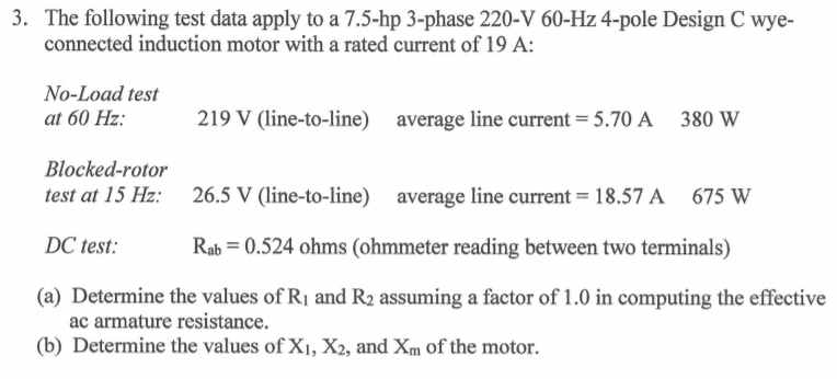 Solved 3. The following test data apply to a 7.5-hp 3-phase | Chegg.com