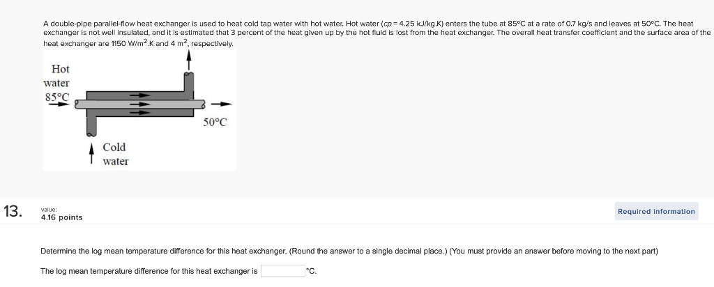 Solved A double-pipe parallel-flow heat exchanger is used to | Chegg.com