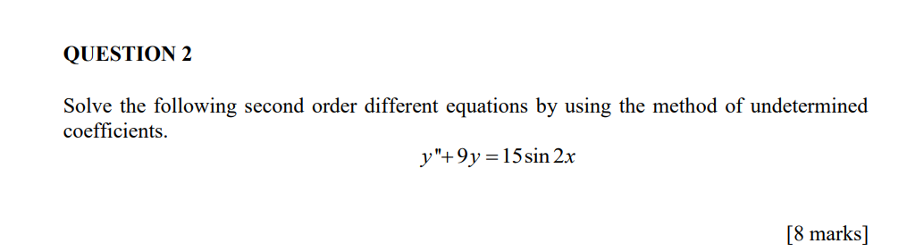 Solved Solve the following second order different equations | Chegg.com