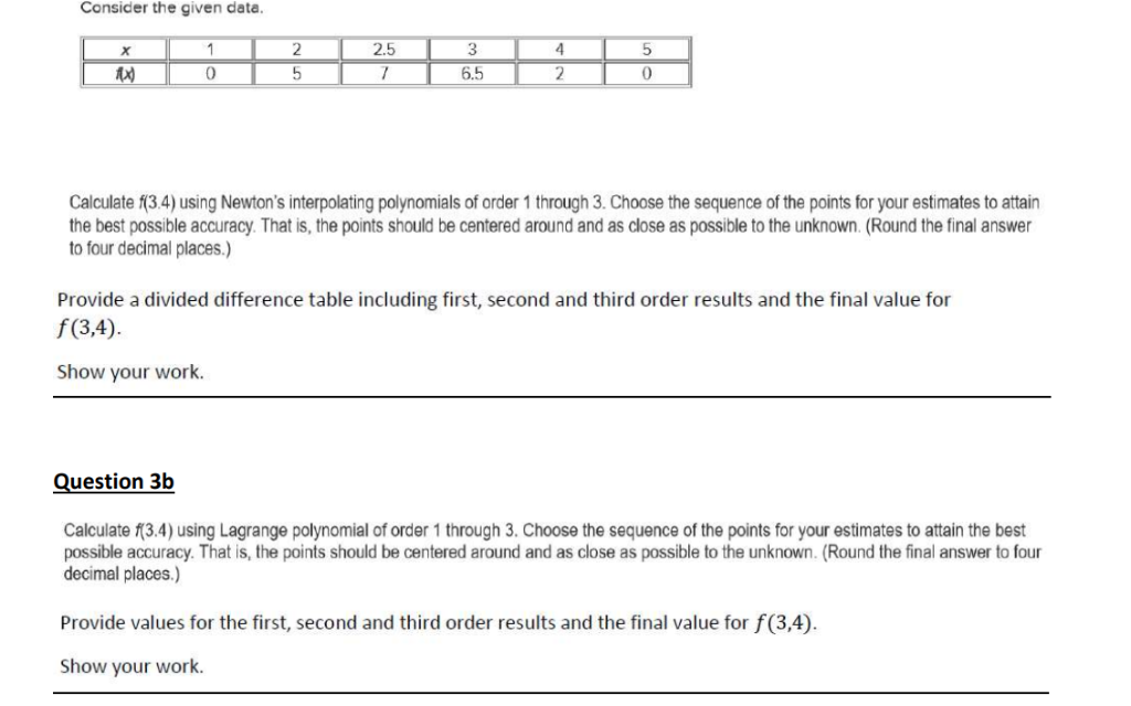 Solved Consider the given date 2 2.5 3 6.5 5 0 0 Calculate | Chegg.com