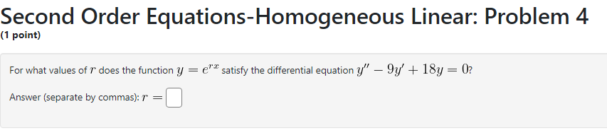 Solved Second Order Equations-Homogeneous Linear: Problem 4 | Chegg.com