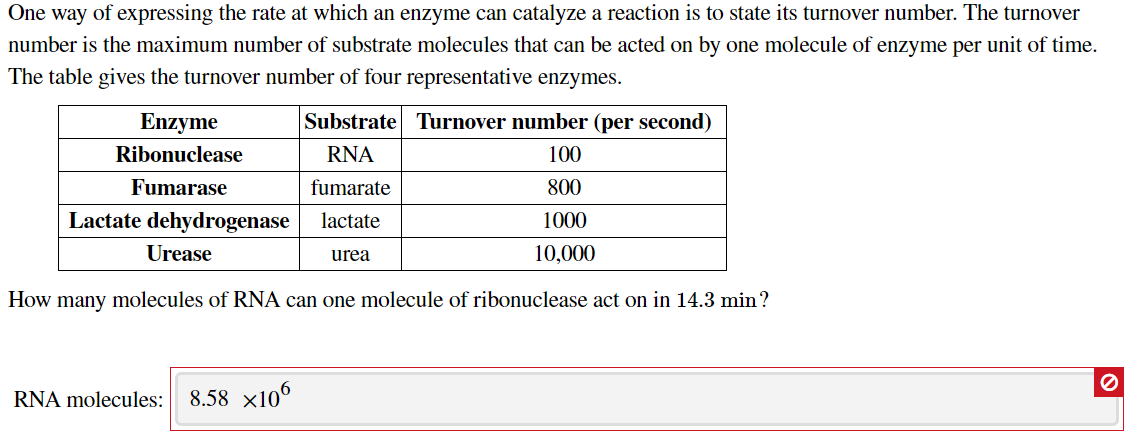 Solved One way of expressing the rate at which an enzyme can | Chegg.com