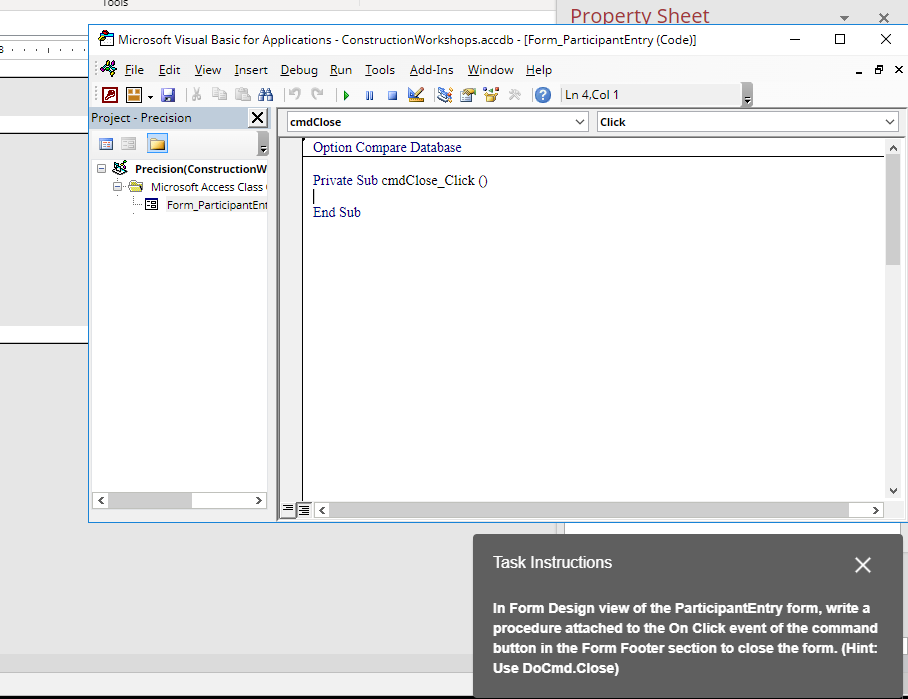 Solved Task Instructions In Form Design View Of The 