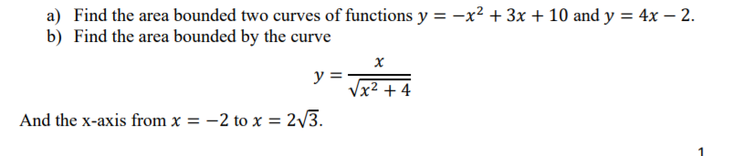 Solved a) Find the area bounded two curves of functions y = | Chegg.com