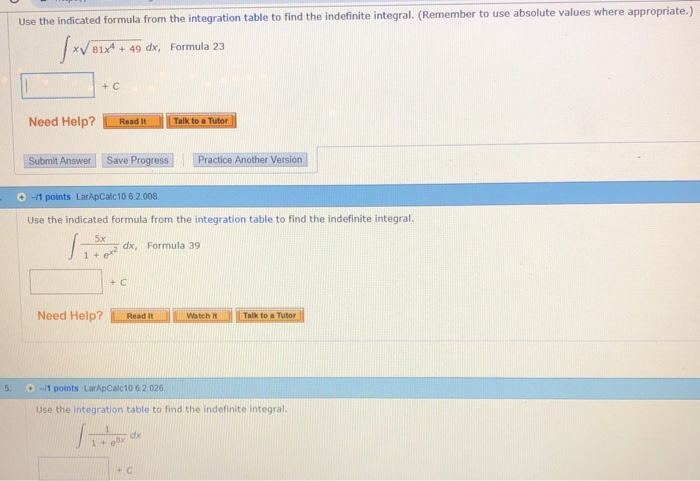 Solved Use the indicated formula from the integration table | Chegg.com