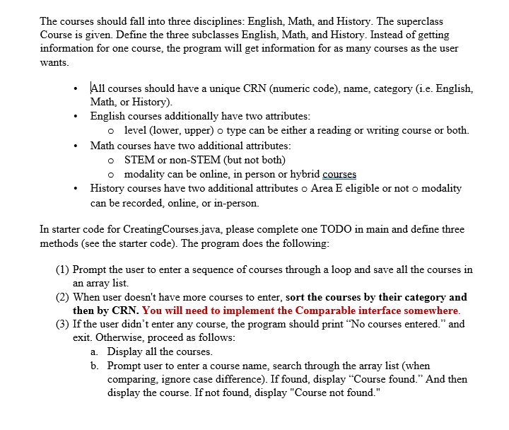 Solved Do the following code in java. Here is the | Chegg.com