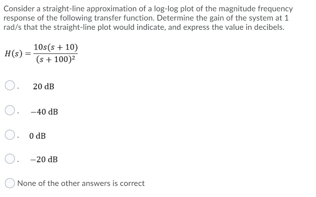 Solved Consider a straight-line approximation of a log-log | Chegg.com