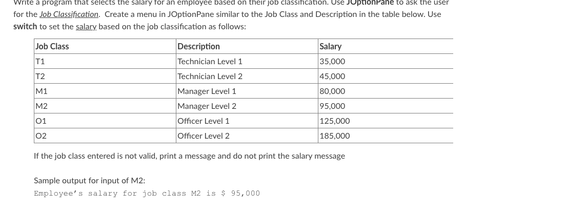 Solved Write a program that selects the salary for an | Chegg.com
