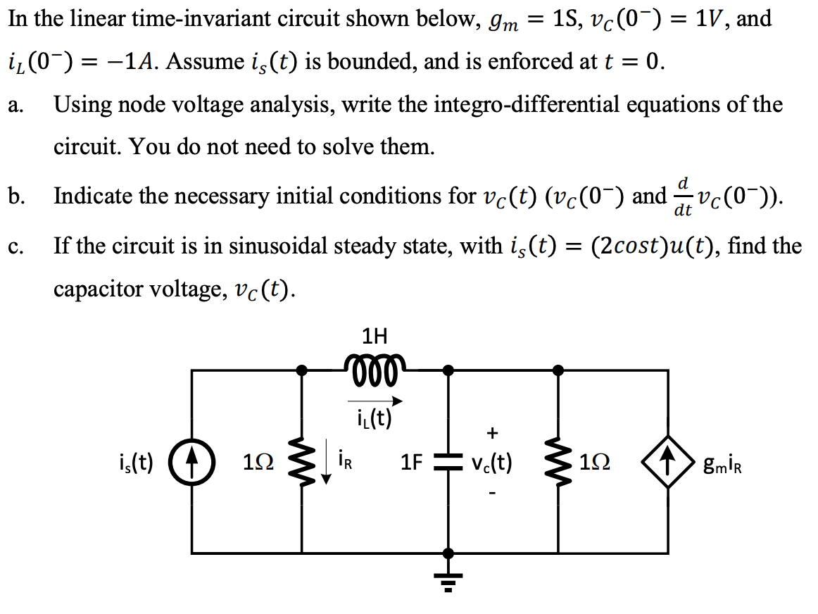 Solved sip In the linear time-invariant circuit shown below, | Chegg.com