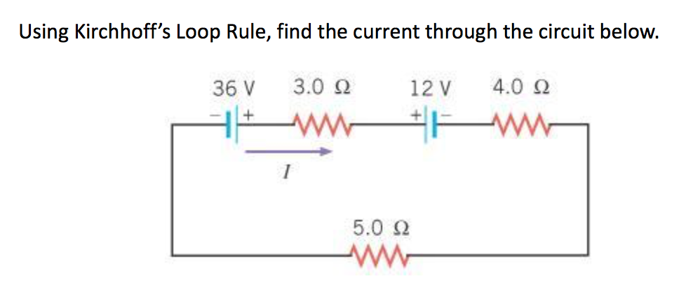 Solved Using Kirchhoff's Loop Rule, find the current through | Chegg.com