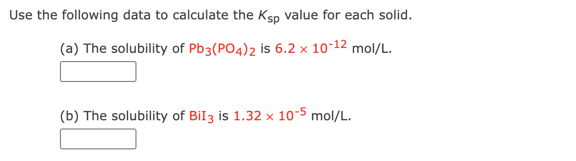 Solved Use the following data to calculate the Ksp value for | Chegg.com