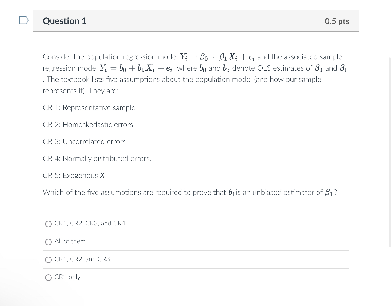 Solved Consider the population regression model | Chegg.com