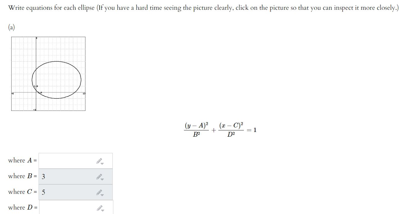 Solved Write equations for each ellipse (If you have a | Chegg.com