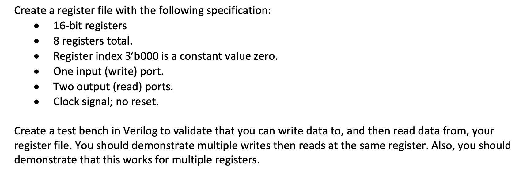 Create a register file with the following | Chegg.com