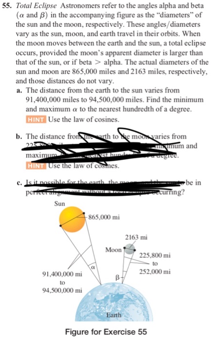 Solved 55. Total Eclipse Astronomers refer to the angles | Chegg.com