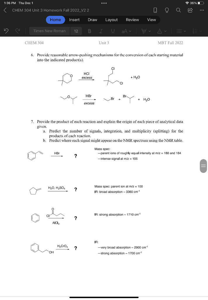 Solved 6. Provide reasonable arrow-pushing mechanisms for | Chegg.com