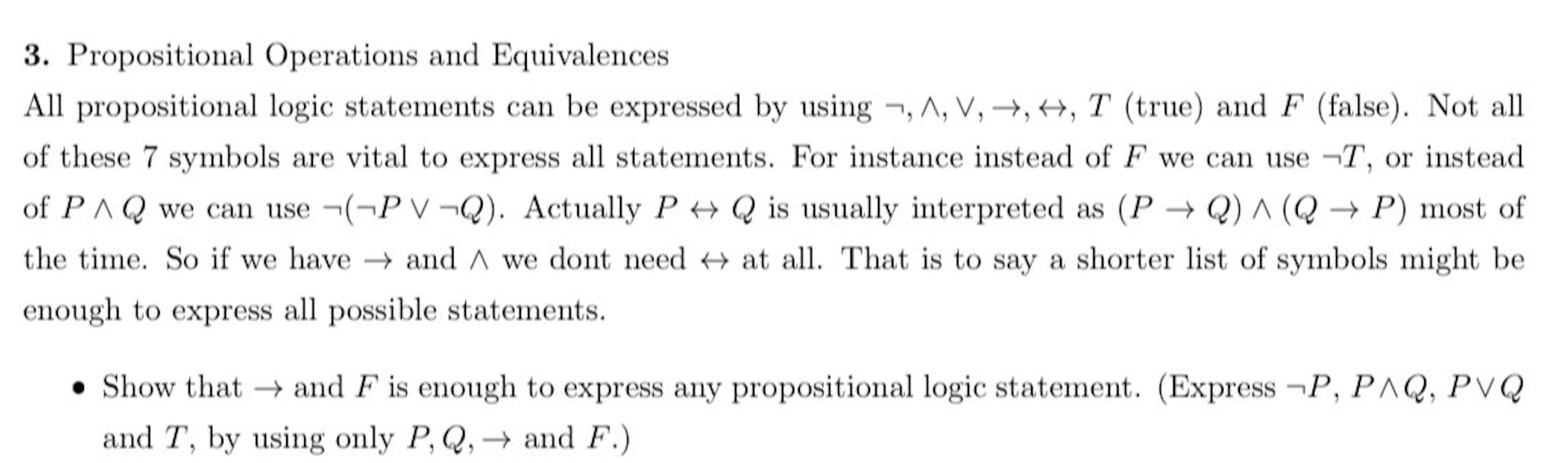 Solved 3. Propositional Operations and Equivalences All | Chegg.com