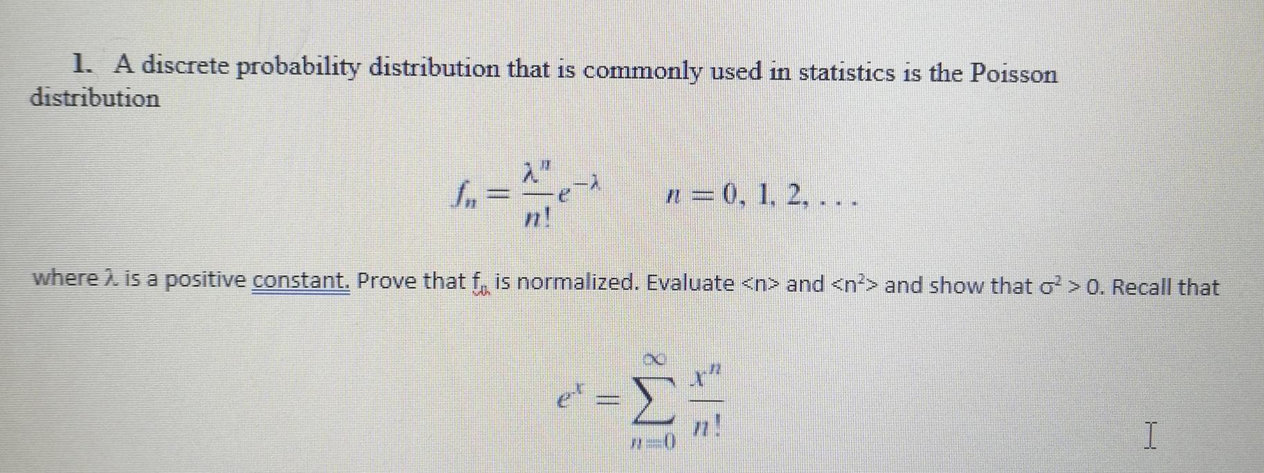 Solved 1. A discrete probability distribution that is | Chegg.com
