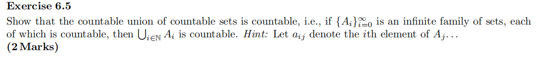 Solved Exercise 6.5 Show that the countable union of | Chegg.com