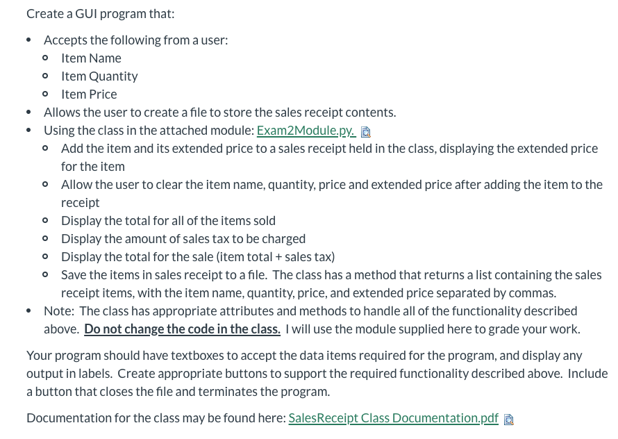 Create a GUI program that: • Accepts the following | Chegg.com