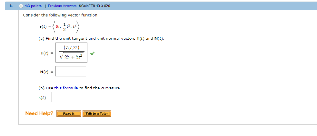Solved Previous Answers SCalcET8 13.3.020. 1/3 points 8. | Chegg.com