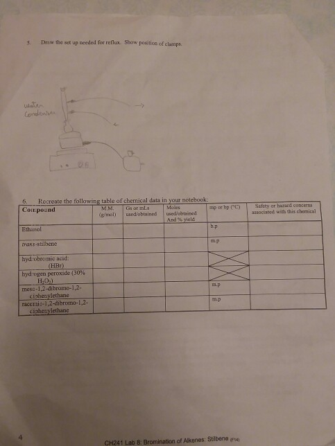 Solved CH341 Lab 8: Bromination of Stilhene: PreLab | Chegg.com