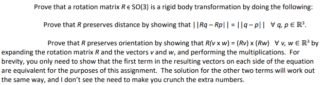 Solved Prove that a rotation matrix is a rigid body | Chegg.com